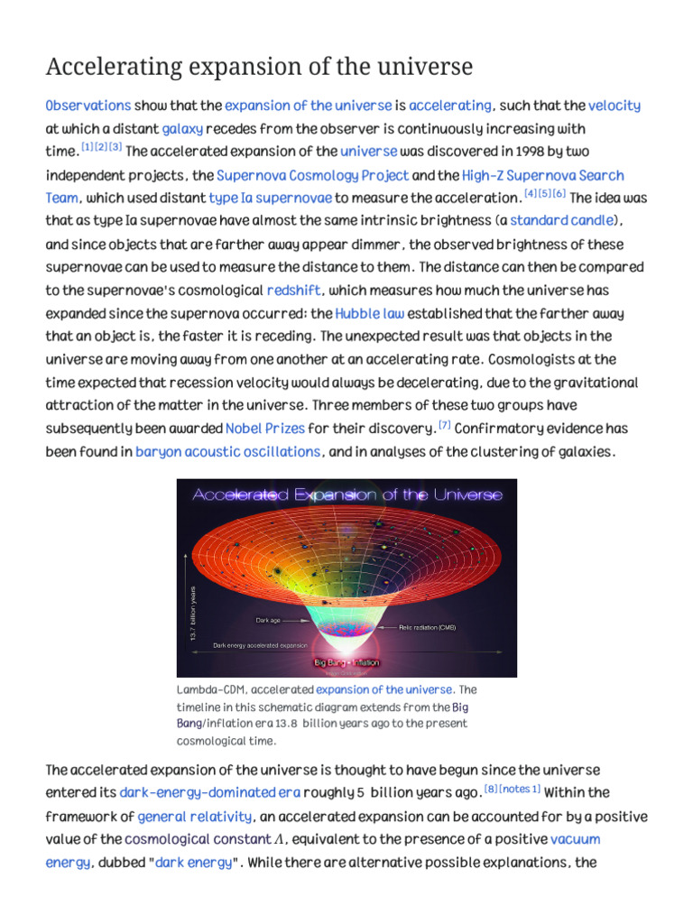 Accelerating Expansion of The Universe | PDF | Dark Energy | Physical ...