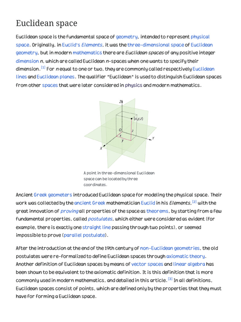 Euclidean space | PDF | Euclidean Space | Space (Mathematics)