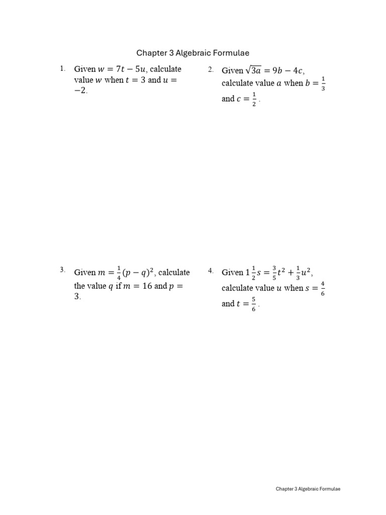 Chapter 3 Algebraic Formulae | PDF