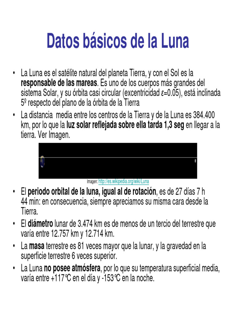 Datos Esenciales sobre la Luna | PDF | Satélite natural | Luna