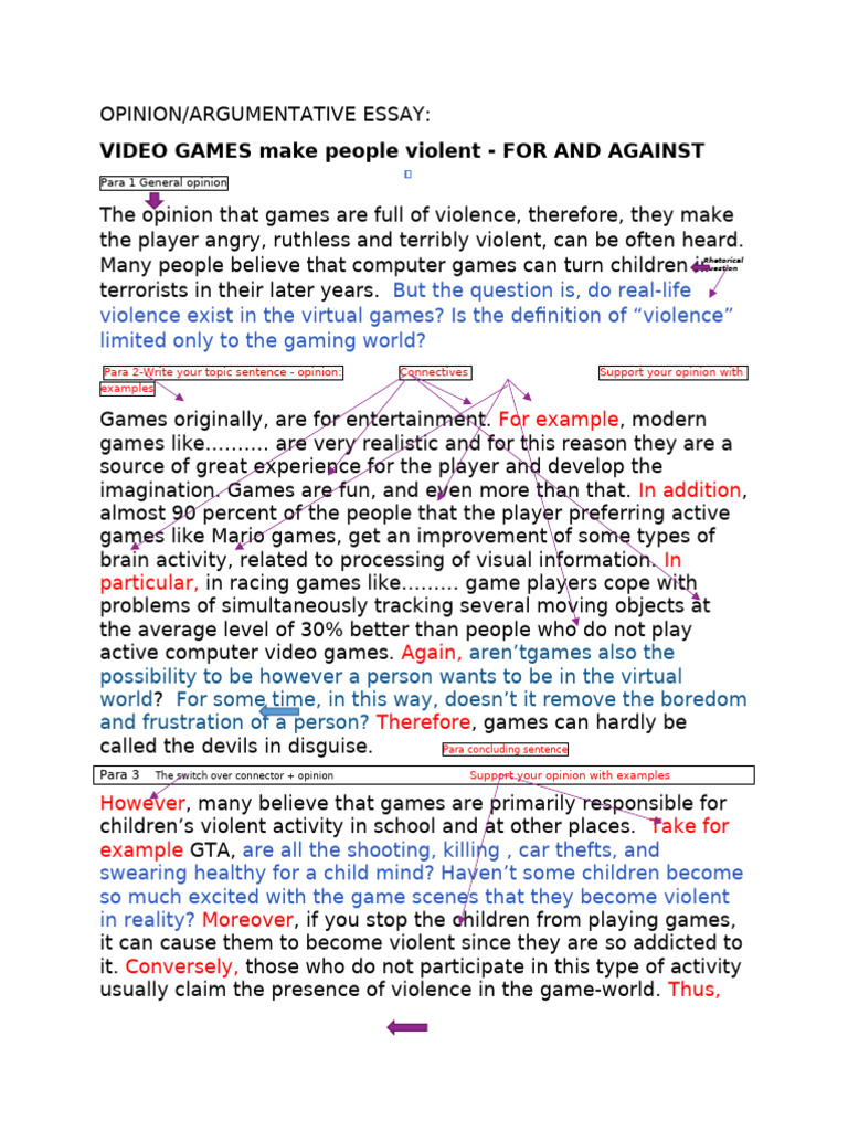 Argumentative Essay Sampale and Format | PDF | Violence