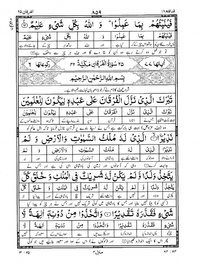 Surah 25 Al Furqan Urdu Tarjuma | PDF