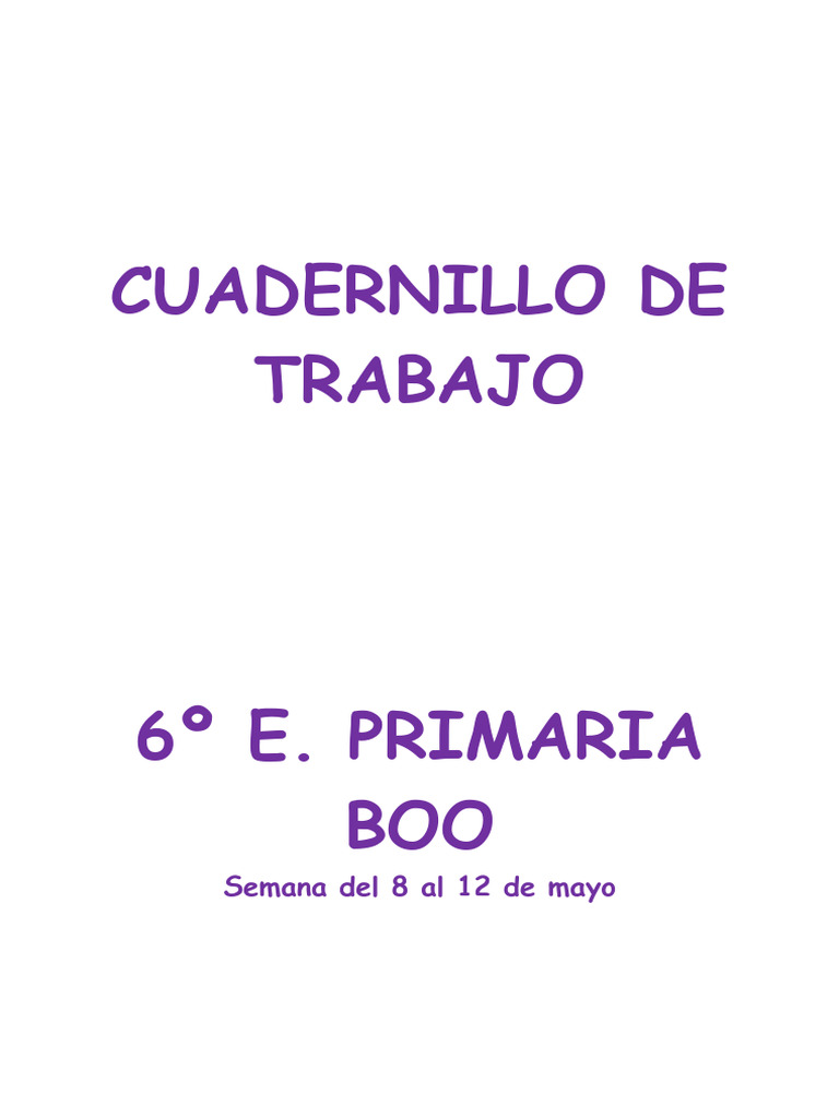 Cuadernillo de Trabajo: Semana Del 8 Al 12 de Mayo | PDF | Artes del ...