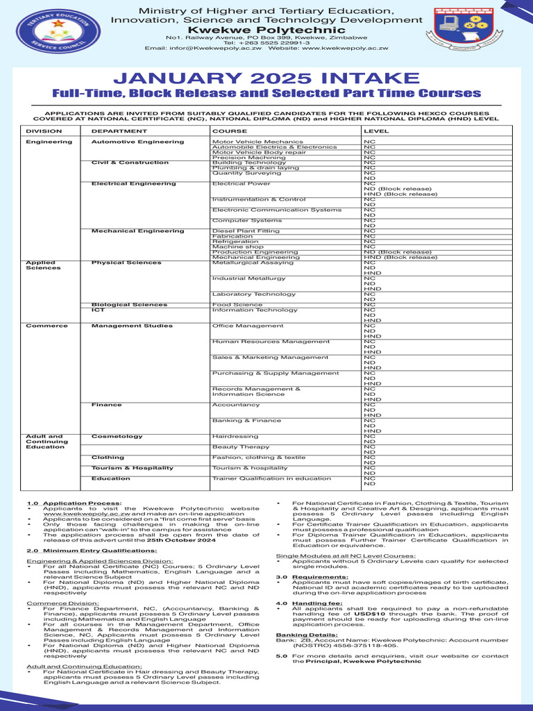 KK Poly Jan 2025 Intake Advert PDF | PDF | Engineering | Diploma