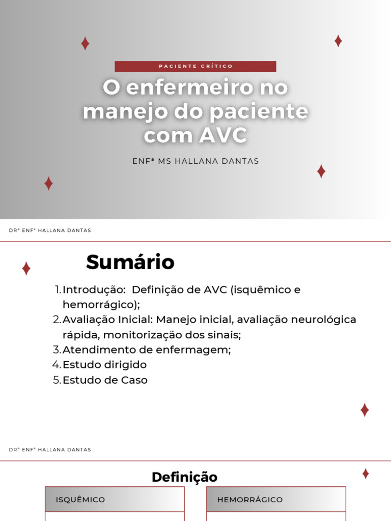 Enfermeiro No Manejo Ao Paciente Vítima de Avc | PDF | AVC | Medicina Clínica