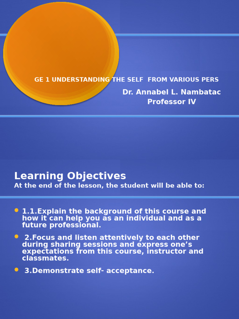 Lesson 1 Understanding The Self | PDF