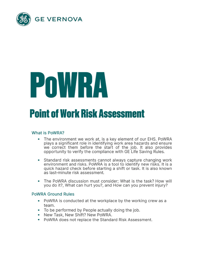 New PoWRA LSR Attach B - Point of Work Risk Assessment (PoWRA) - Rev2.0 ...