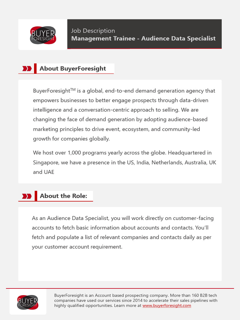 JD - Management Trainee - Audience Data Specialist | PDF | Customer Relationship Management | Sales