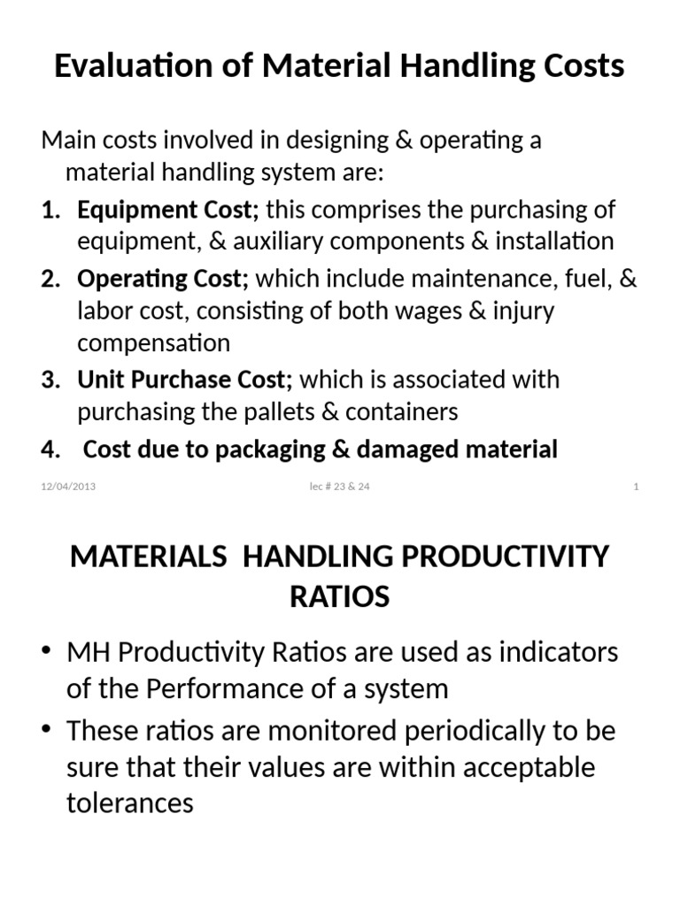 Materials Handling Evaluation and Equipement Types - Additional | PDF ...
