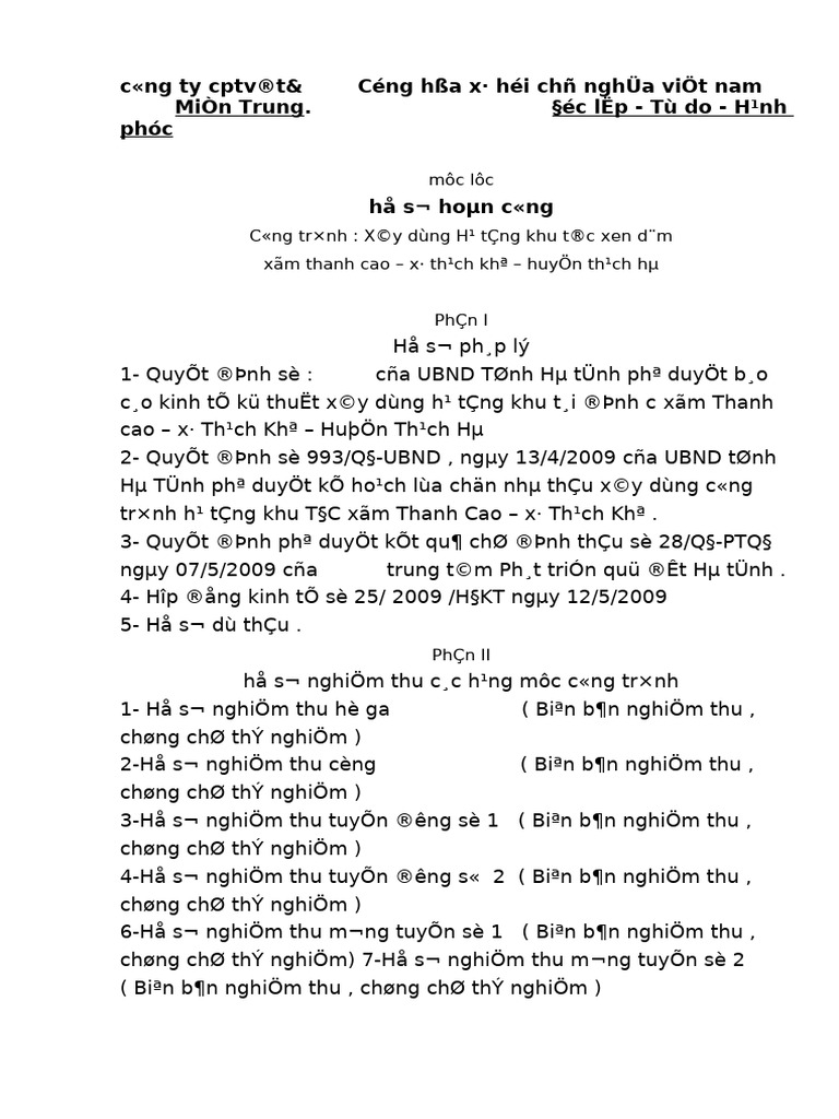 C NG Ty CPTV®T& Céng Hßa X Héi CHÑ Nghüa Viöt Nam Miòn Trung. Éc Lëp - Tù Do - H NH Phóc | PDF