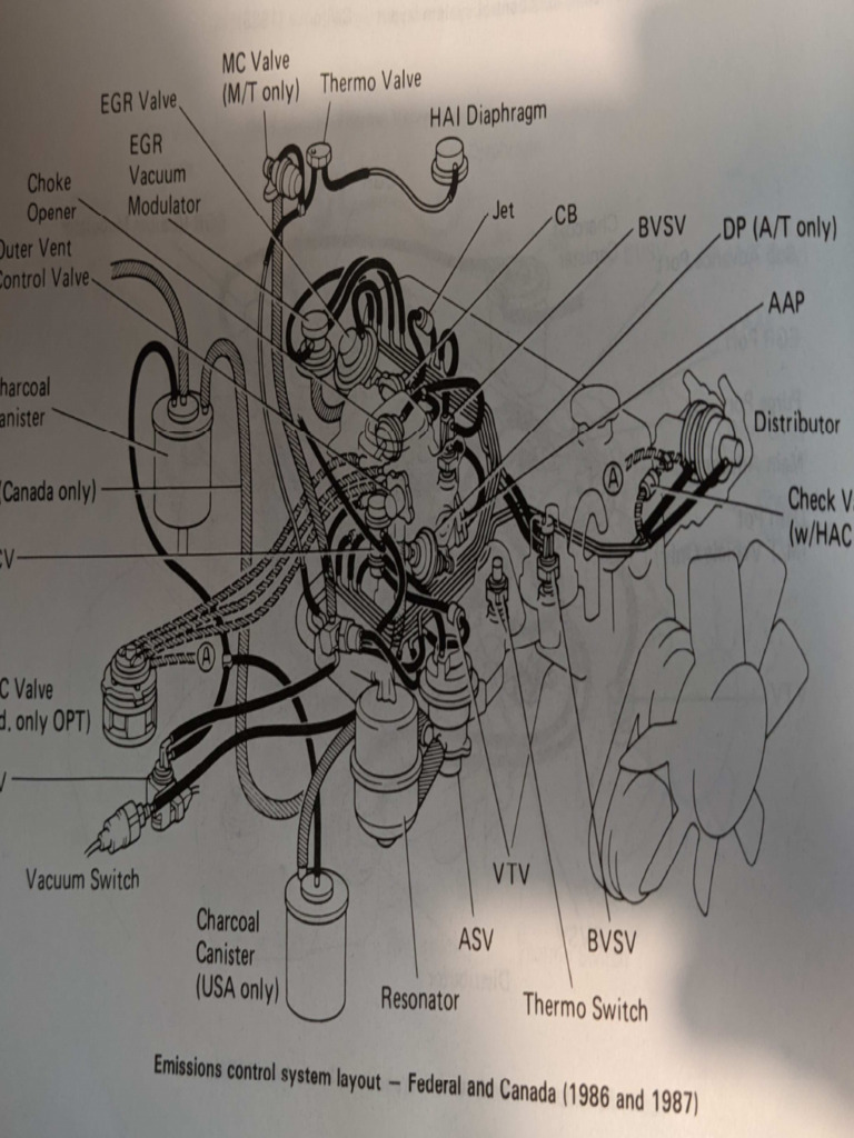 Emissions Control System Layout - Federal and Canada (1986 and 1987) | PDF