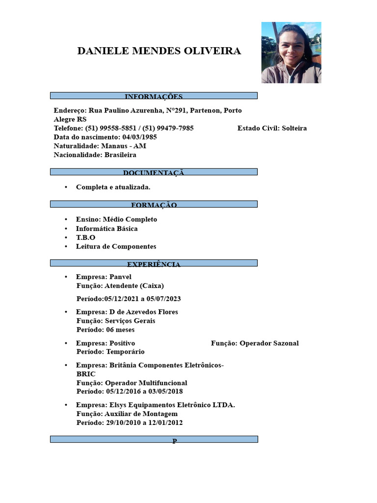 Daniele Mendes CV 2 1 | PDF
