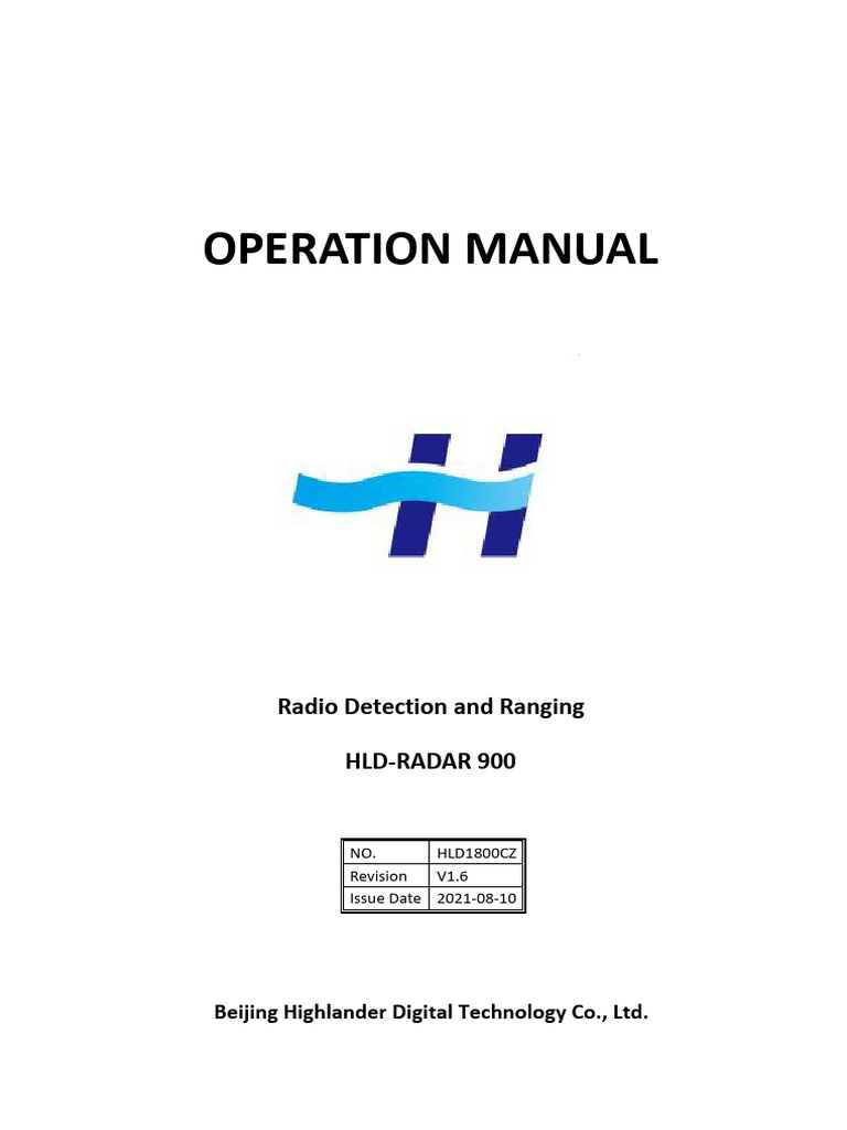 Hld1800cz HLD Radar900 Operation Manual Rev 1.6 210810 | PDF | Radar ...