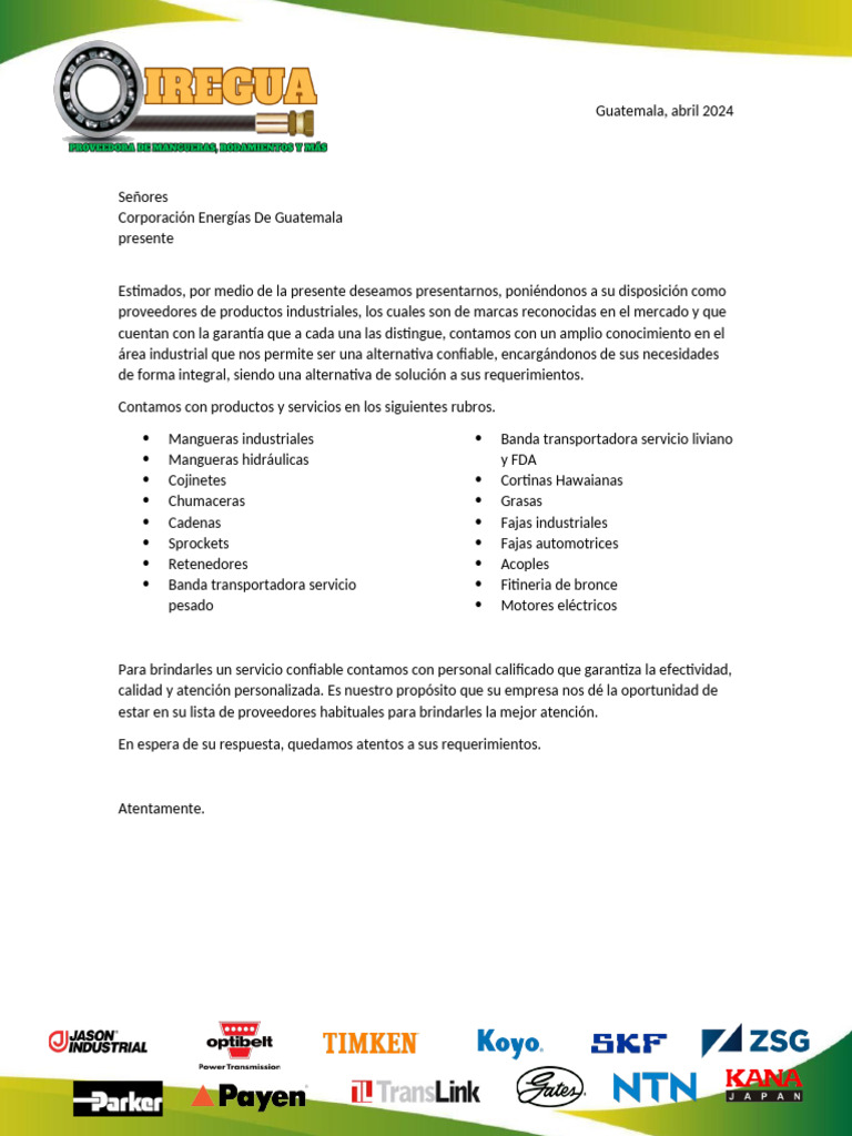 CARTA DE PRESENTACION EMPRESA | PDF