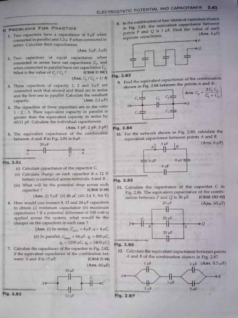 capacitance numericals for practice | PDF | Capacitance | Capacitor