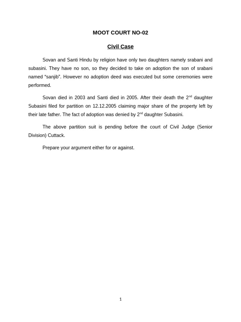 Set-B Moot Court Civil-Plaintiff | PDF | Burden Of Proof (Law) | Lawsuit