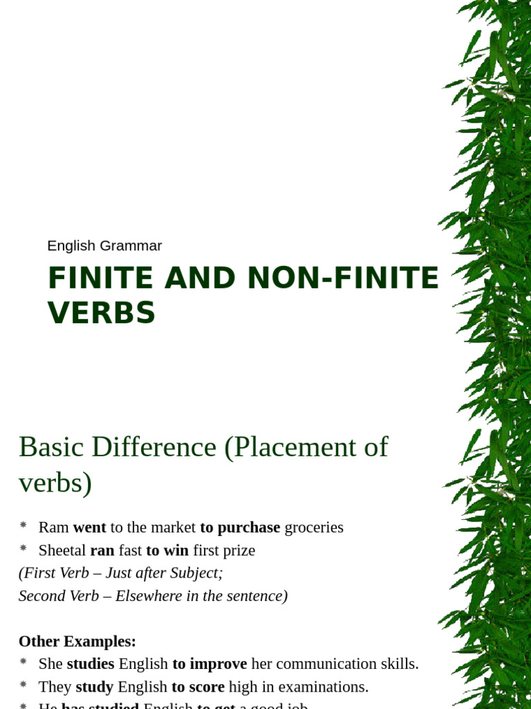 Finite vs Non-Finite Verbs Explained | PDF | Verb | Subject (Grammar)