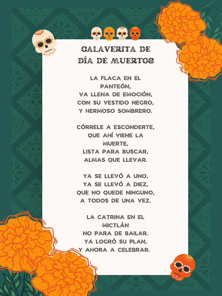 Calaverita de Día de Muertos: La Catrina | PDF | Arte | Poesía