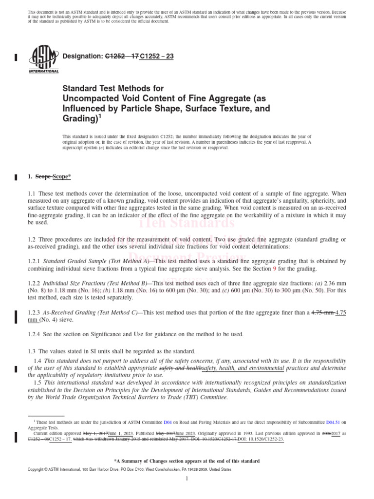ASTM-C1252-23 | PDF | Density | Construction Aggregate