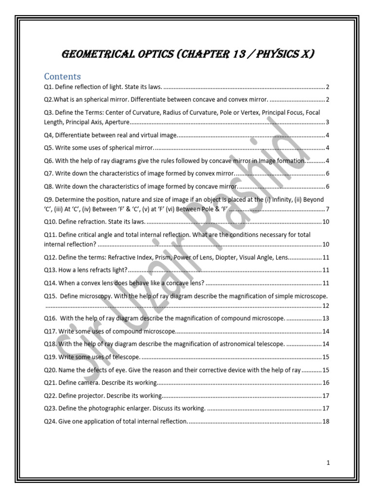 Geometrical Optics: Reflection & Mirrors | PDF | Reflection (Physics) | Mirror