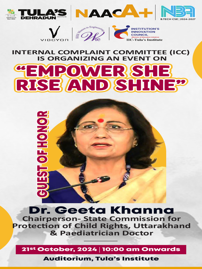 Internal Complaint Committee (Icc) Is Organizing An Event On | PDF