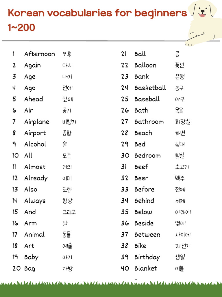 Korean Vocabularies 1200 | PDF
