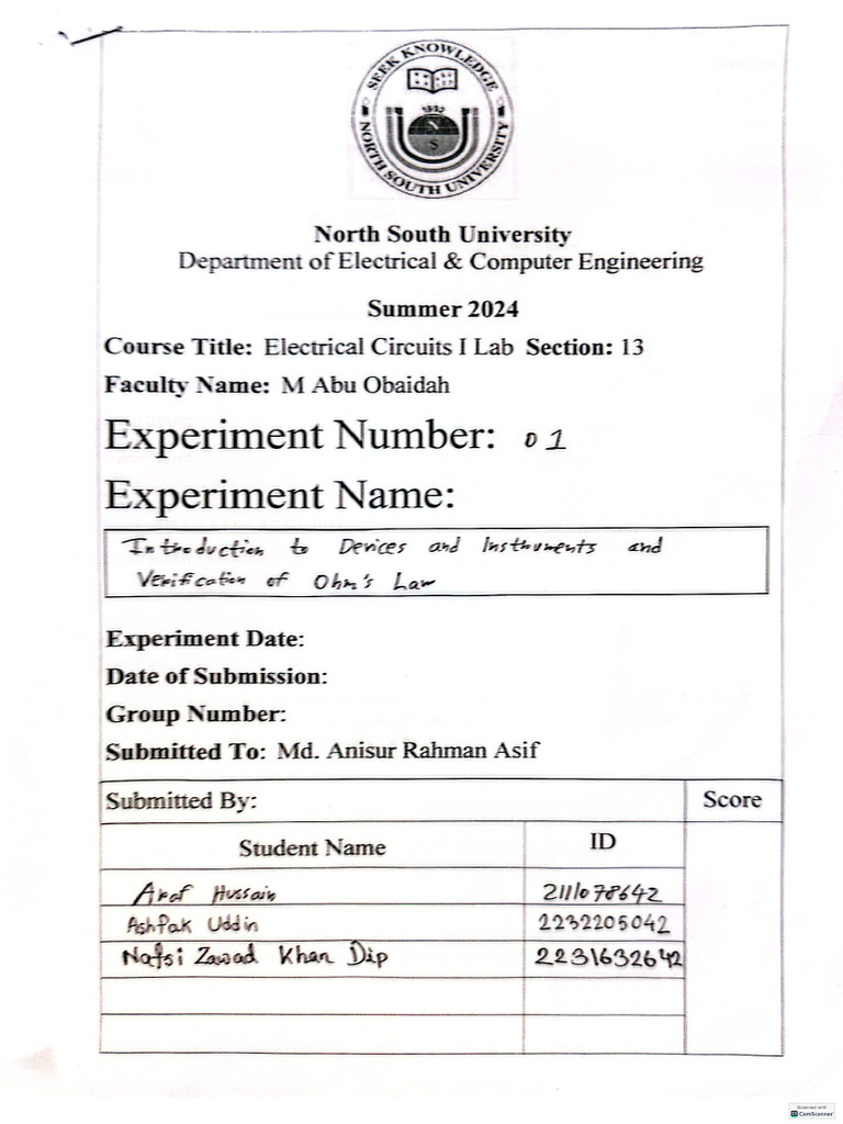 EEE141lab Report NSU | PDF