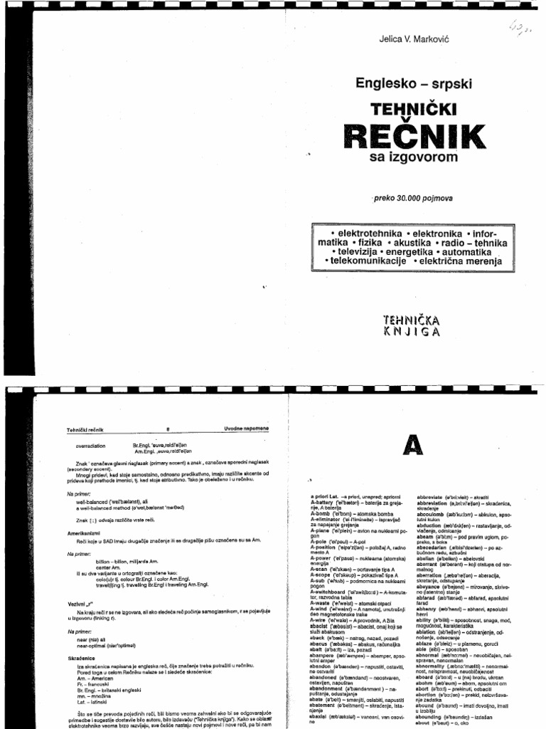Tehnicki Englesko Srpski Rjecnik | PDF