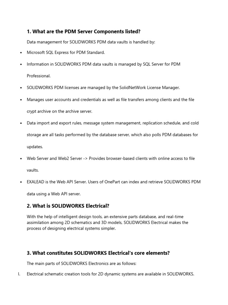 SOLIDWORK INTERVIEW QUESTIONS (1) | PDF | Databases | Microsoft Sql Server