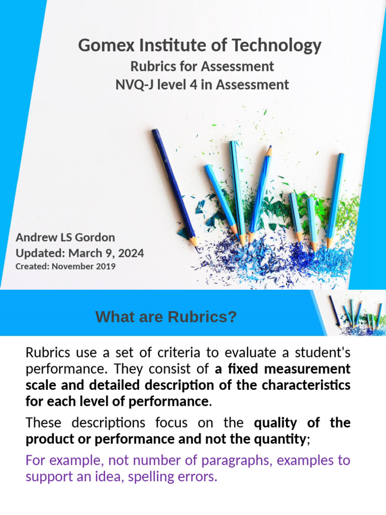 Rubrics For Assessment | PDF | Rubric (Academic) | Educational Assessment