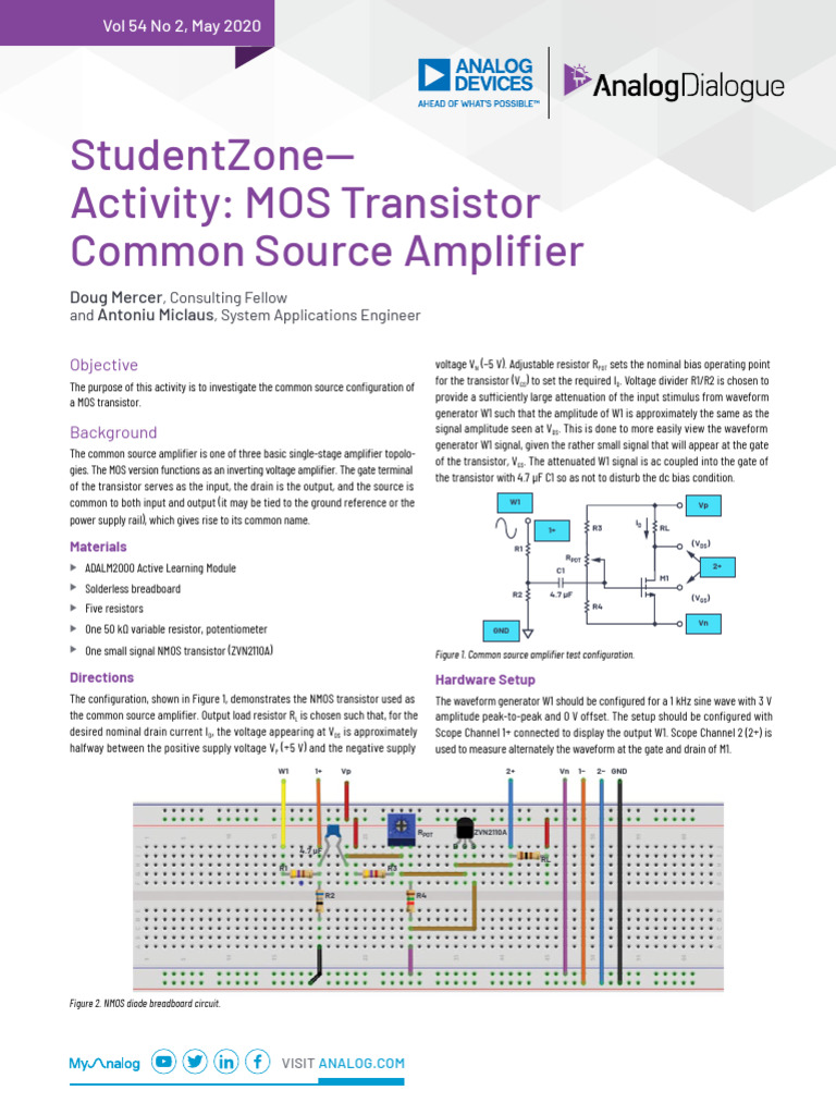 StudentZoneActivity MOS Transistor Common Source Amplifier | PDF | Amplifier | Mosfet