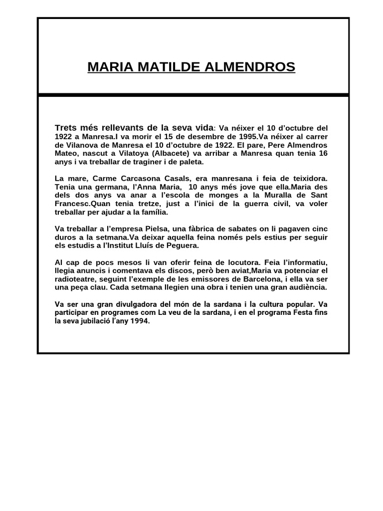 Maria Matilde Almendros | PDF