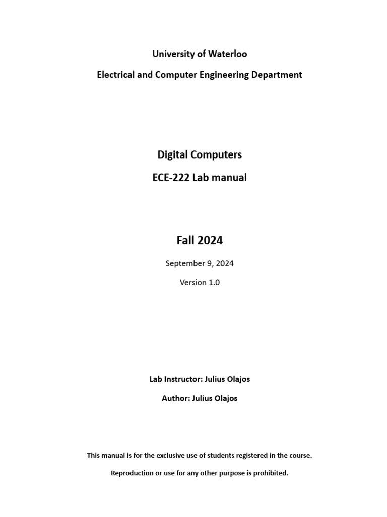 Ece 222 Risc-V Based Lab Manual-f2024 (v1.1) | PDF | Microcontroller | C (Programming Language)