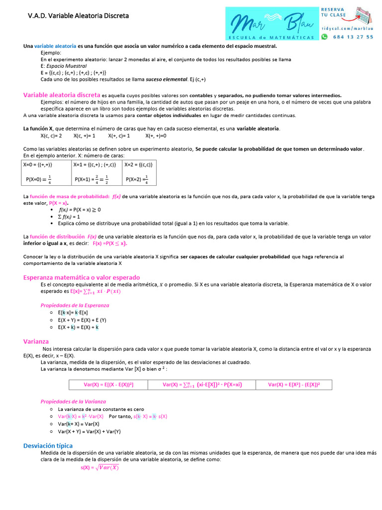 Variables y Distribuciones (Teoría) | PDF | Variable aleatoria | Teoría de probabilidad