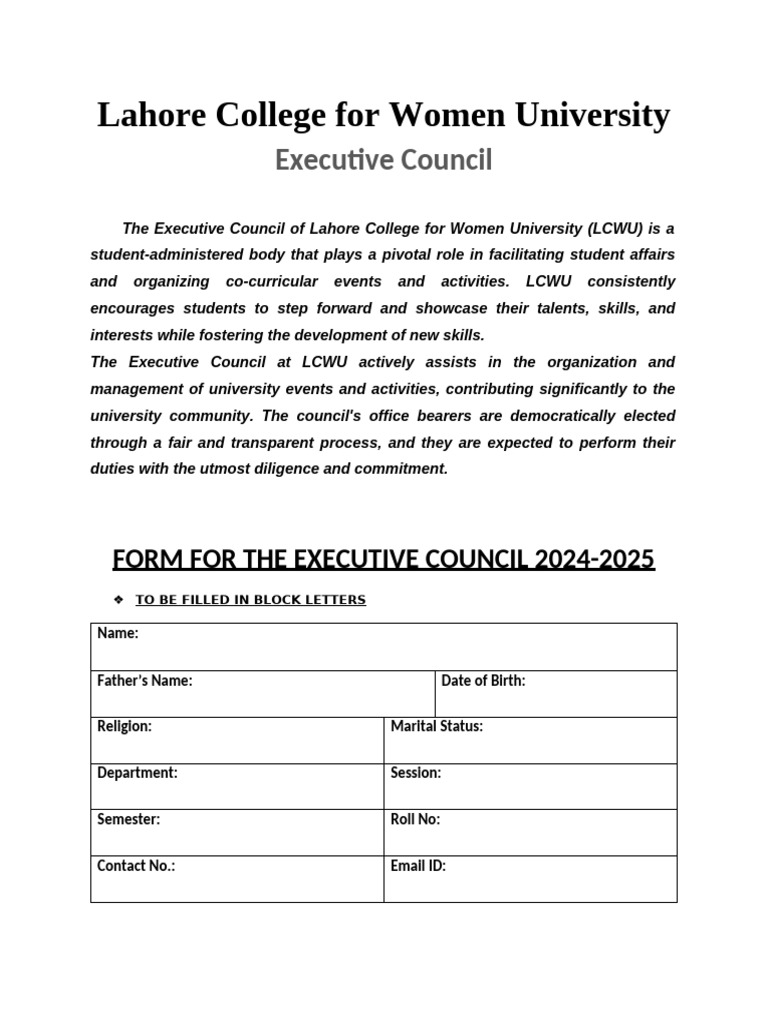 Executive Form 2024-2025 (2) | PDF | Résumé | Cognition