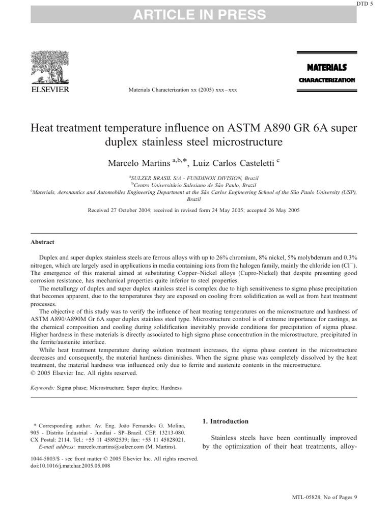 Heat Treatment Temperature Influence On ASTM A890 | PDF | Heat Treating ...