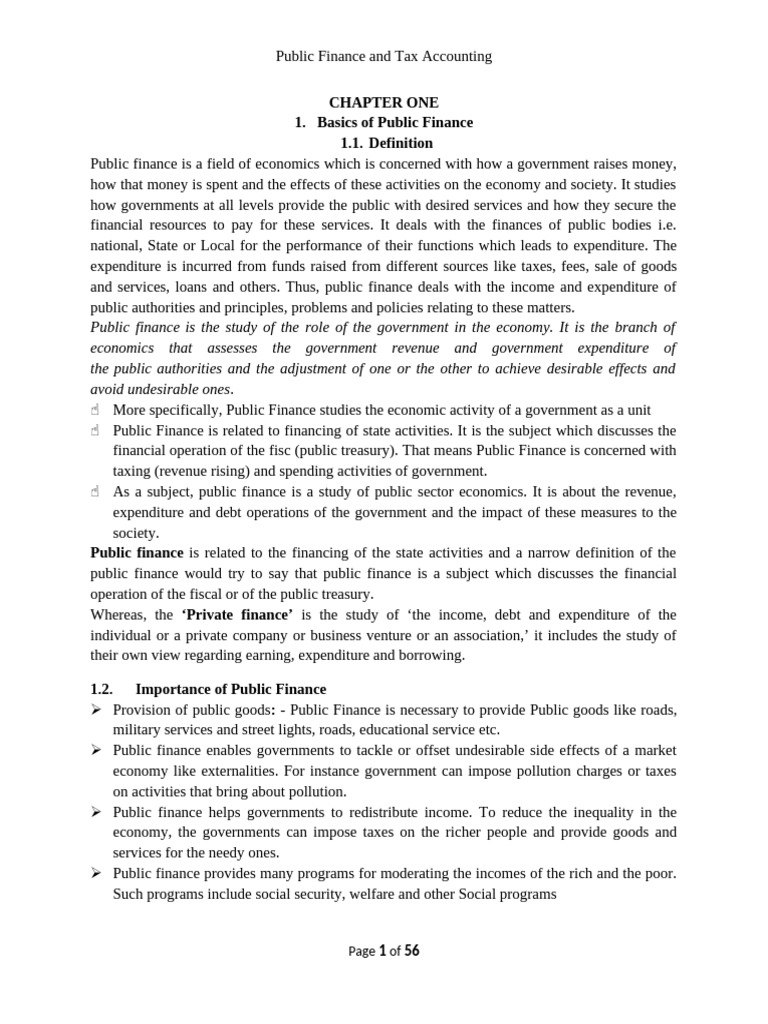 Public Finance Ch1 - 4 | PDF | Taxes | Government Budget Balance