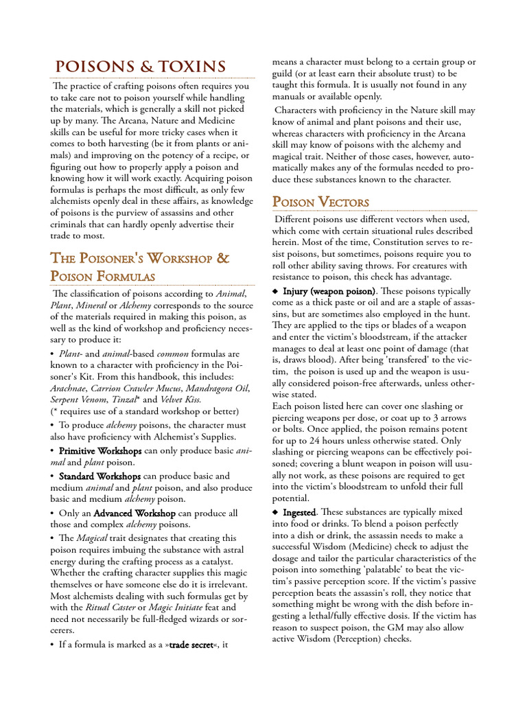 Craftsman Companion - Poisoner's Handbook v01 | PDF | Poison | Alchemy