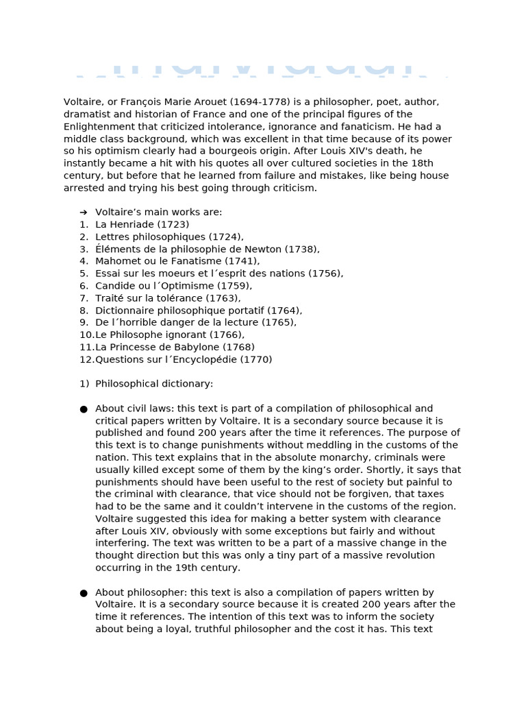 Individual Activity_ the Enlightment | PDF | Voltaire | Age Of ...