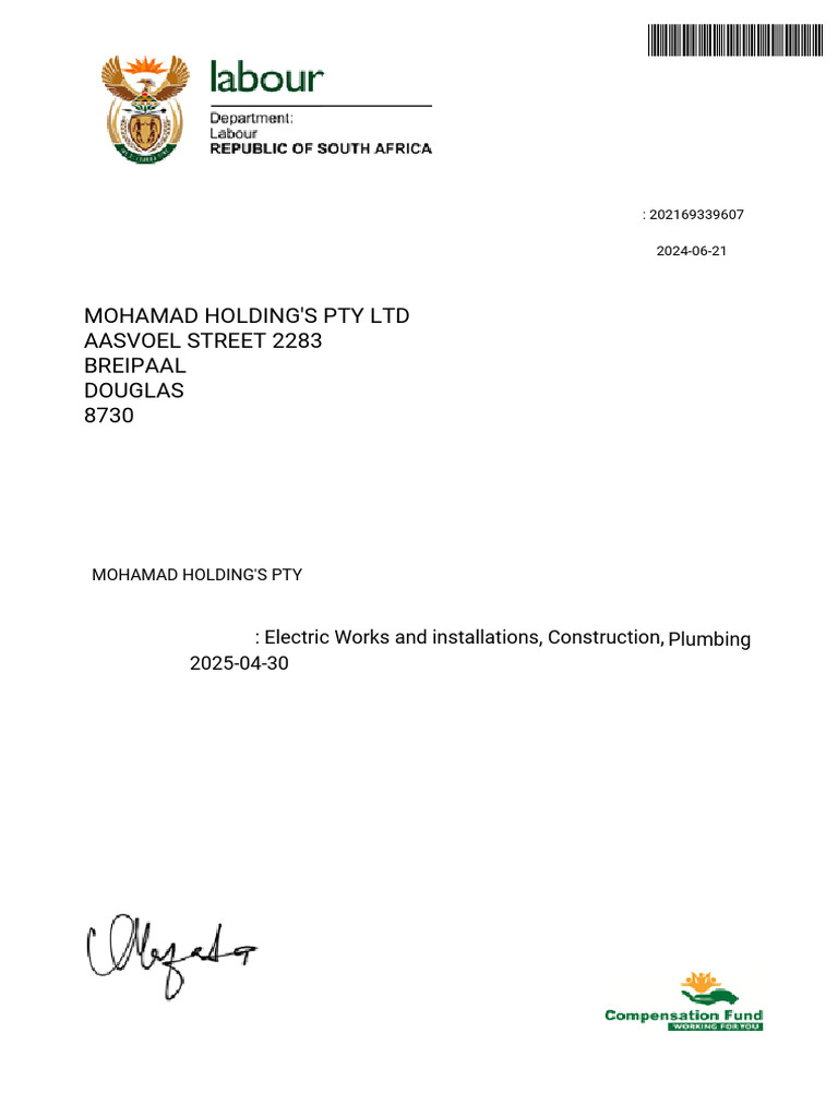 Coida Letter of Good Standing 2024 2025.zp126064 | PDF