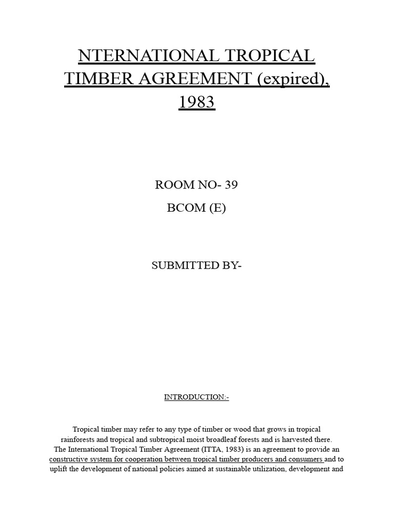 International Tropical Timber Agreement 1983 | PDF | Logging | Quorum