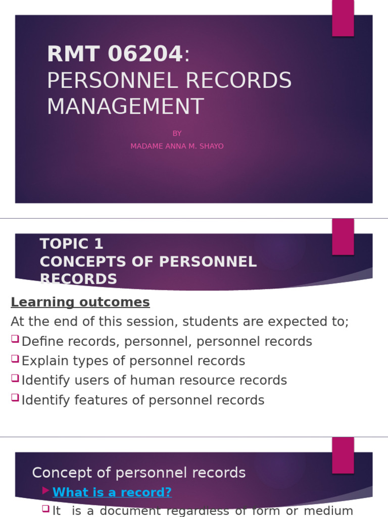 Draim Semister 2 Personnel Records | PDF | Human Resources | Employment
