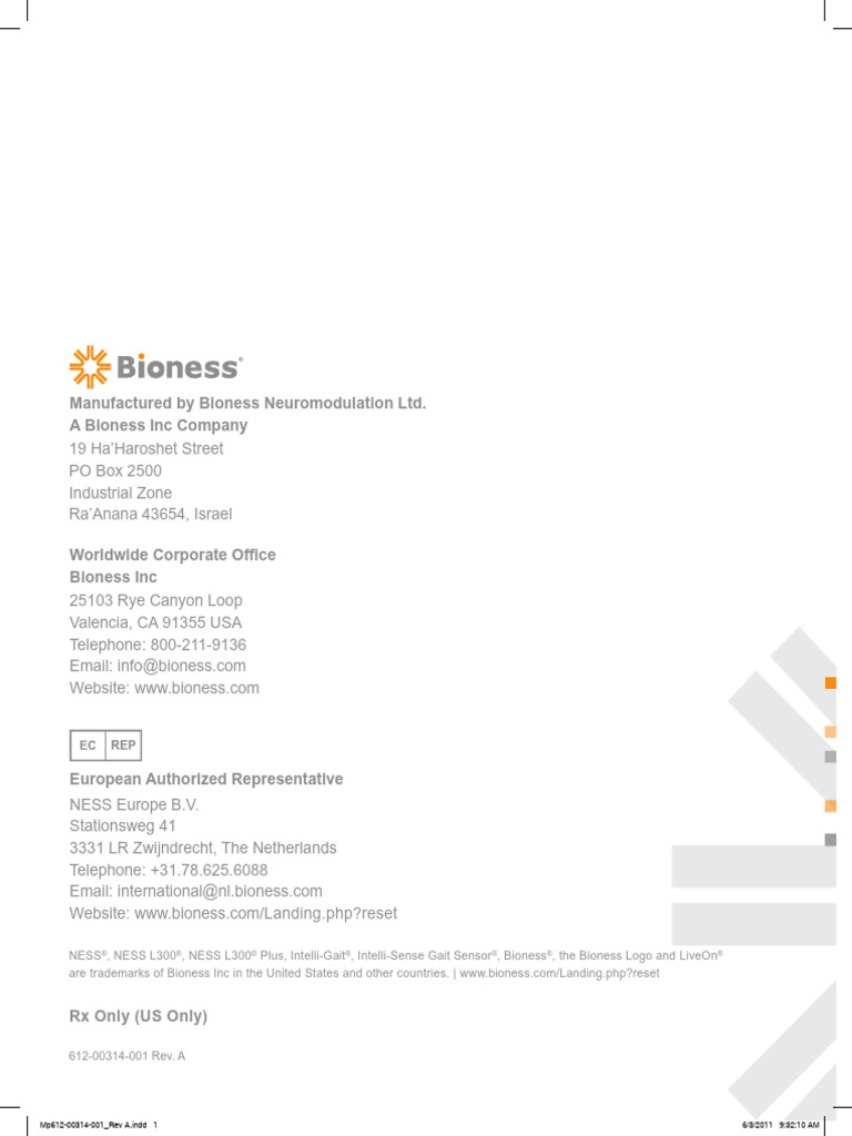 Bioness L300 Plus Clinicians Guide | PDF | Knee | Anatomical Terms Of ...