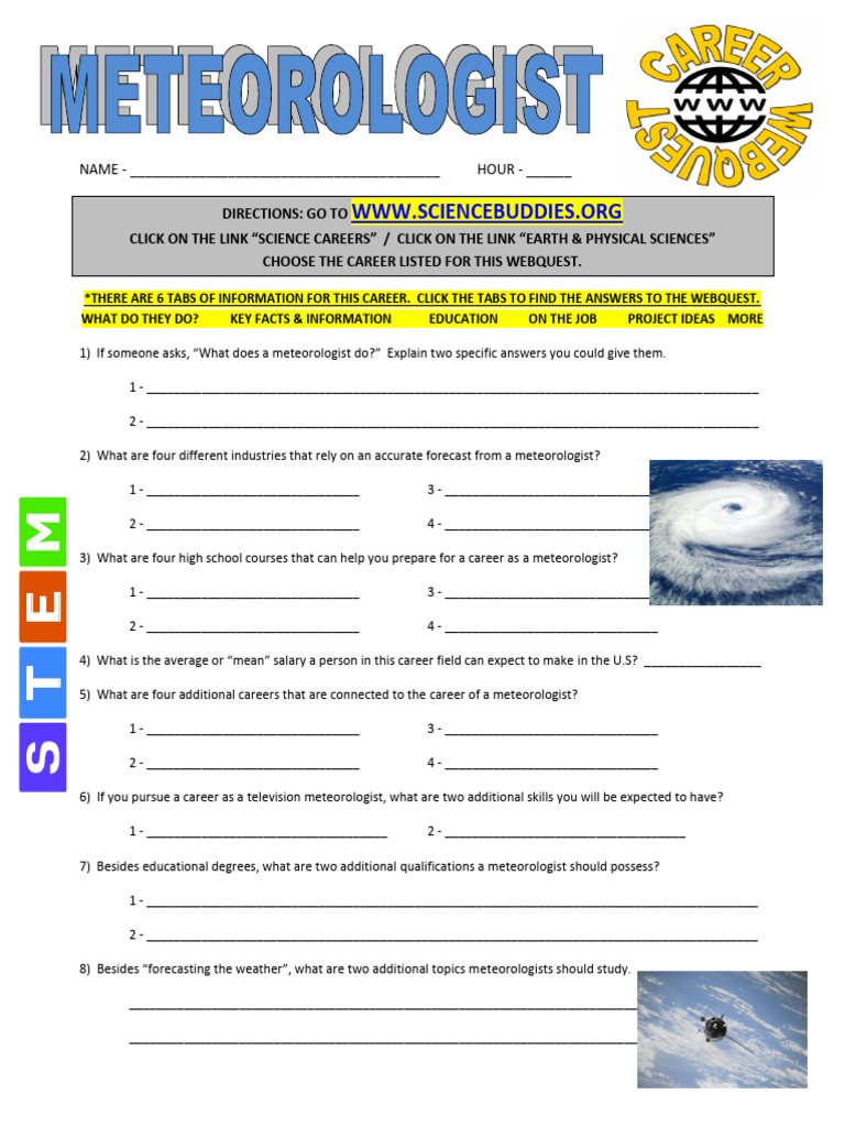 Career Webquest - Meteorologist | PDF | Meteorology | Atmospheric Sciences