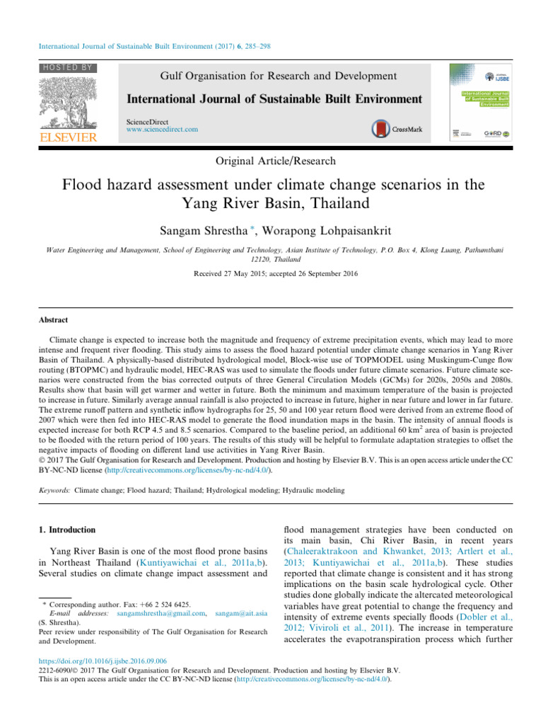 2016. Flood Hazard Assessment Under Climate Change Scenarios in the (1) | PDF | Flood | General ...