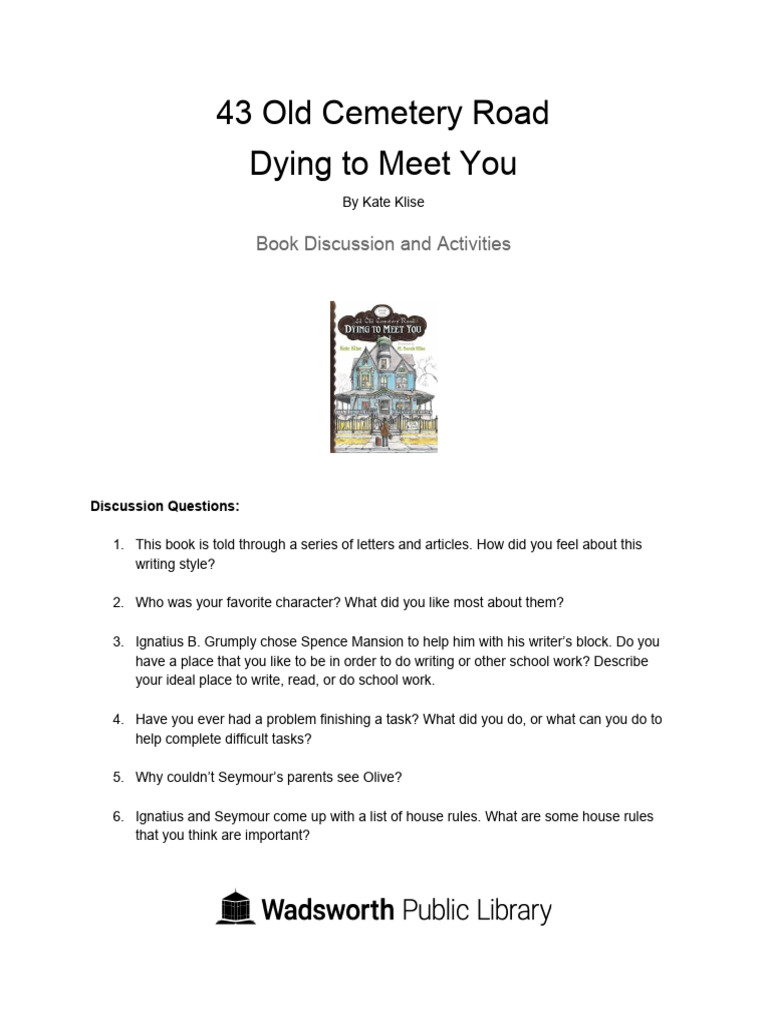 43 Old Cemetery Road Book Discussion Guide | PDF | Philosophy