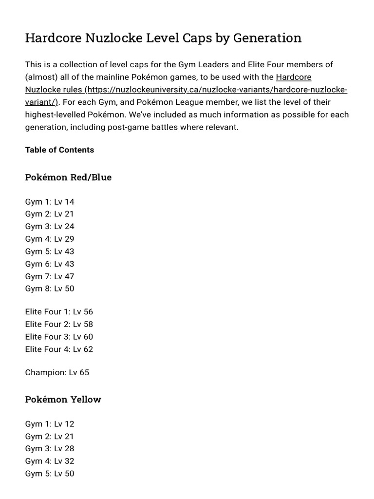 Level Cap Pokémon | PDF | Japanese Role Playing Video Games | Video Games