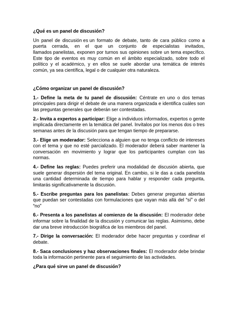Qué Es Un Panel de Discusión | PDF | Crecimiento personal y profesional