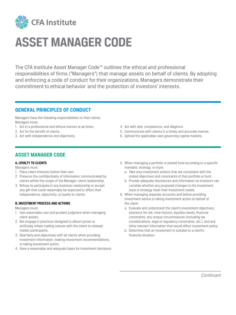 asset-manager-code | PDF | Investing | Investment Management