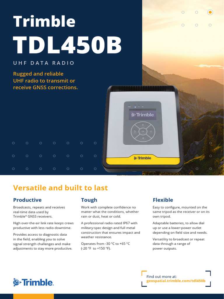 022516-712 Trimble TDL450B SpecSheet A4 0124 LRsec | PDF | Radio | Bit Rate